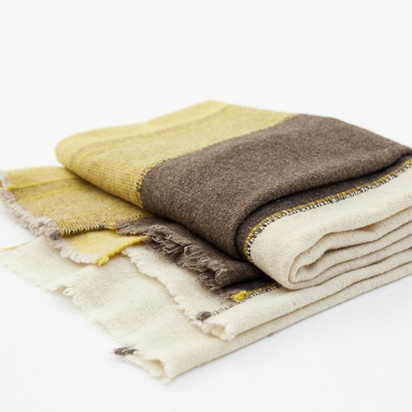 Mustard Merino Wool Throw - Criss Cross | ECOIST